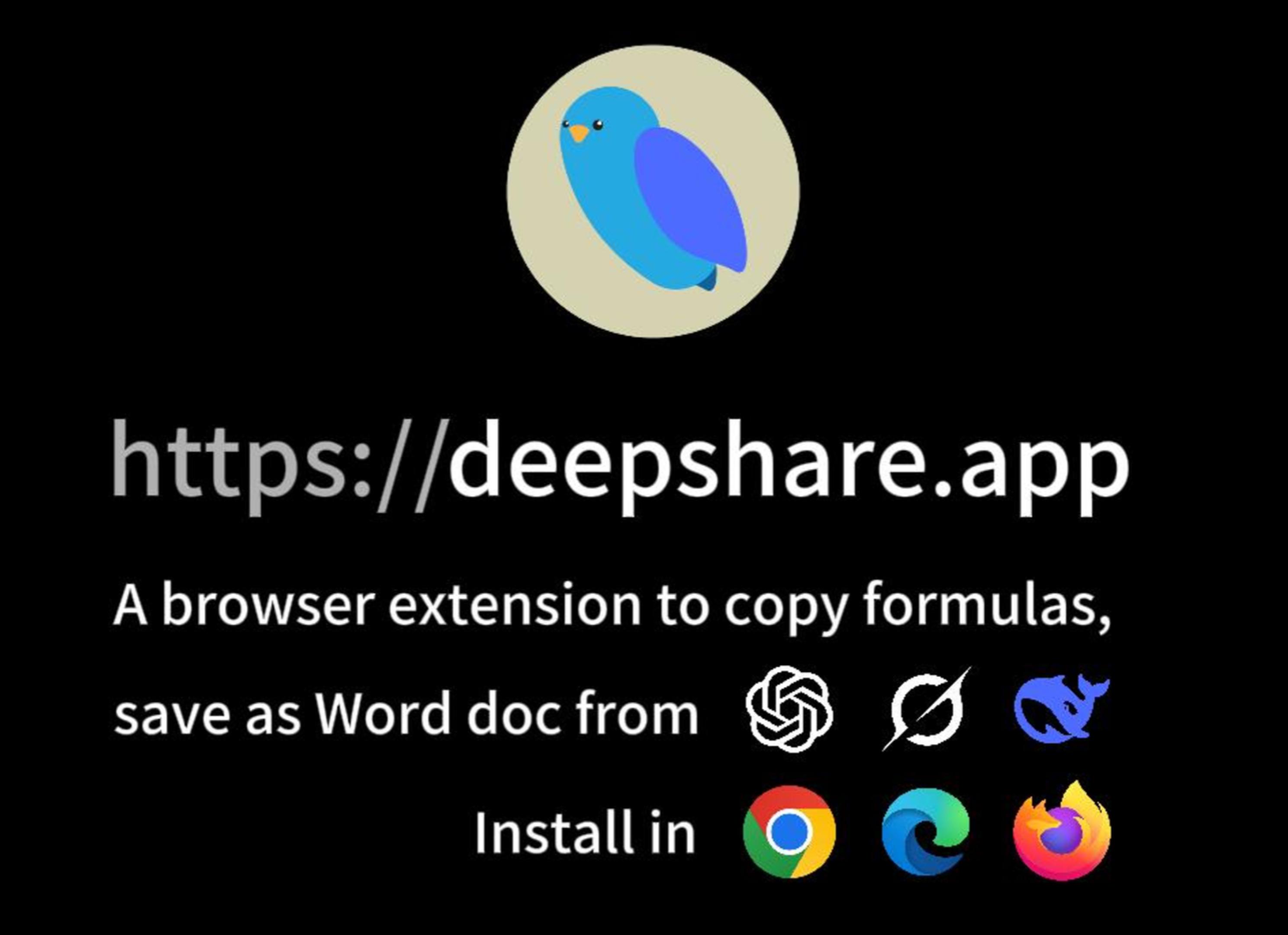 DeepShare - Export AI Chats to Word | DeepSeek Screenshots | AI Formula Copy